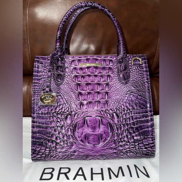 Brahmin | Bags | Nwt Brahmin Ultraviolet Purple Crocembossed Satchel ...